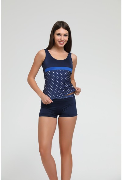 Chelly Kadın Puantiye Desenli Şortlu Tankini Mayo 9976