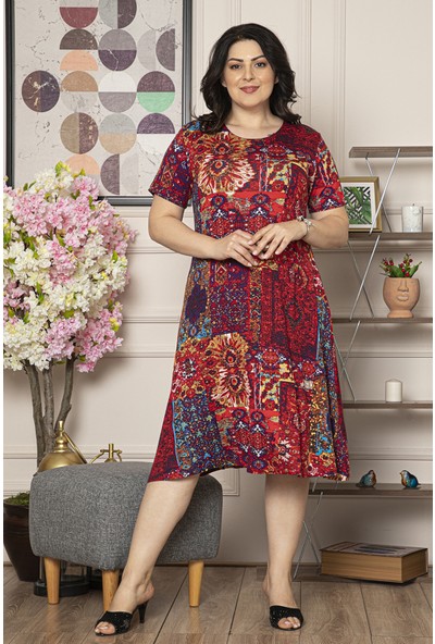 1fazlası Kadın Büyük Beden Çiçek Baskılı Viskon Elbise 1fazlası Kadın Büyük Beden Çiçek Baskılı Viskon Elbise