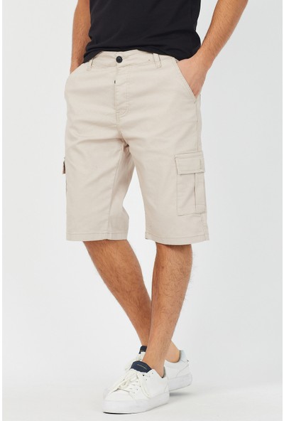 Tarz Cool Bej Kargo Cep Likralı Şort - SRT001R01