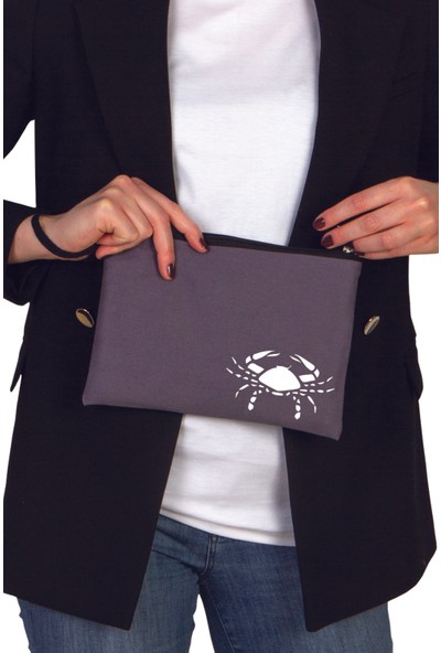 Pamusan Burç Baskılı Kanvas El Çantası - Yengeç Burcu