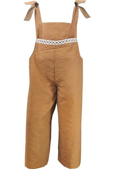 Shecco Babba Kız Çocuk Dantel Detaylı Önden Cepli Tulum Shecco Babba Kız Çocuk Dantel Detaylı Önden Cepli Tulum