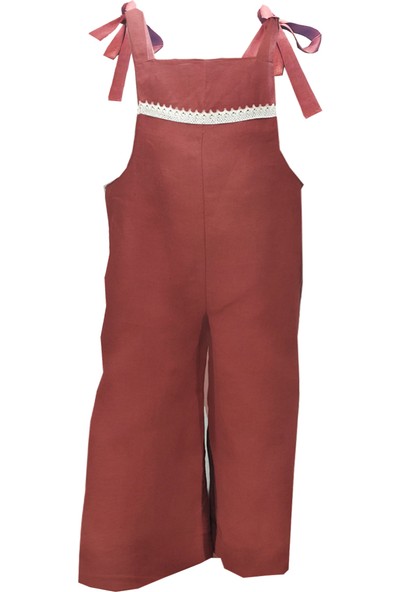 Shecco Babba Kız Çocuk Dantel Detaylı Önden Cepli Tulum Shecco Babba Kız Çocuk Dantel Detaylı Önden Cepli Tulum