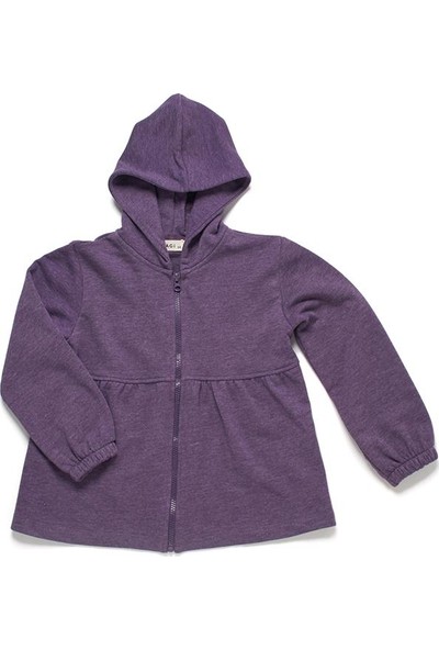 Dagi Mor Melanj Sıfır Yaka İpli Dökümlü Kız Çocuk Sweatshirt