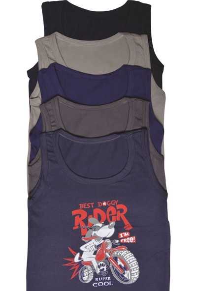 Nicoletta Mıxcolor Erkek Çocuk Askılı Atlet 5'li Paket Baskılı