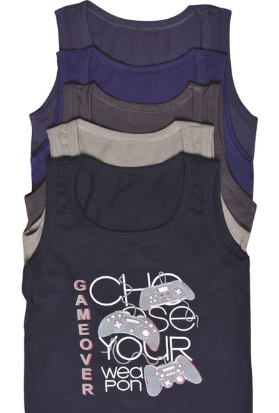 Nicoletta Mıxcolor Erkek Çocuk Askılı Atlet 5'li Paket Baskılı