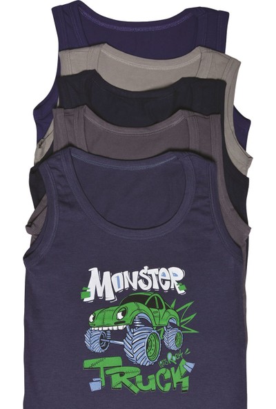 Nicoletta Mıxcolor Erkek Çocuk Askılı Atlet 5'li Paket Baskılı