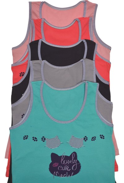 Nicoletta Mıxcolor Kız Çocuk Atlet Geniş Askılı Baskılı 5'li Paket