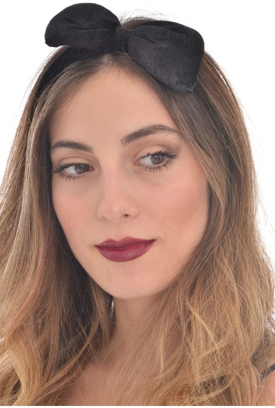 Hahai Accessories Hahai Kadın Lastikli Siyah Renk Kadife Fiyonk Saç Bandı