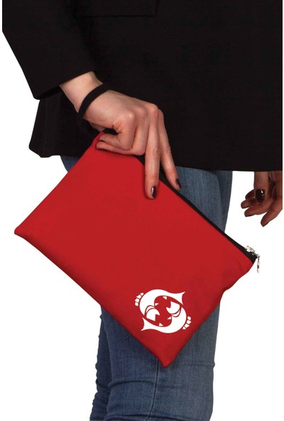 Pamusan Burç Baskılı Kanvas Clutch Çanta - Balık Burcu Pamusan Burç Baskılı Kanvas Clutch Çanta - Balık Burcu