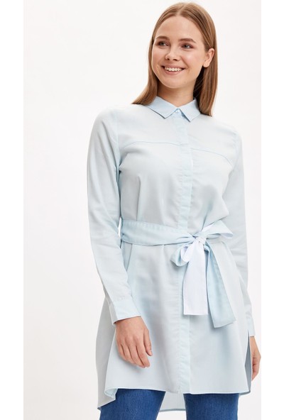 DeFacto Belden Bağlama Detaylı Düğmeli Dokuma Tunik R3515AZ20SM
