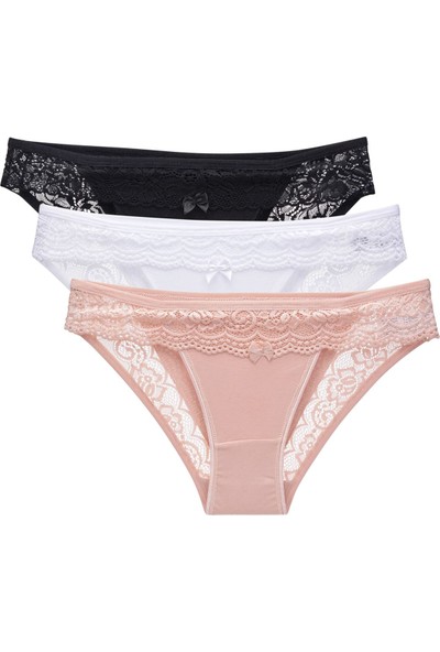 Nicoletta Mixcolor Kadın Külot 5'li Paket Dantelli Nicoletta Mixcolor Kadın Külot 5'li Paket Dantelli