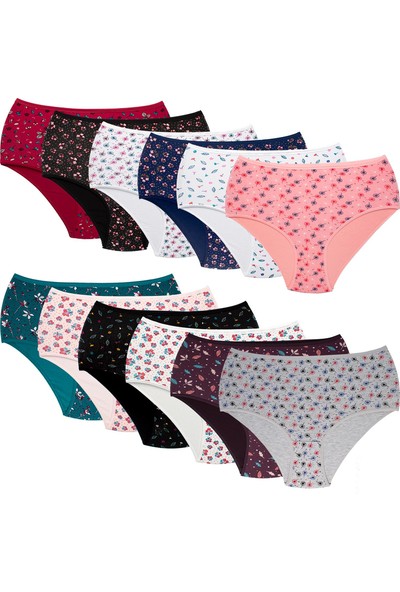 Dondeza Kadın 12 Adet Pamuklu Battal Desenli Külot Dondeza Kadın 12 Adet Pamuklu Battal Desenli Külot