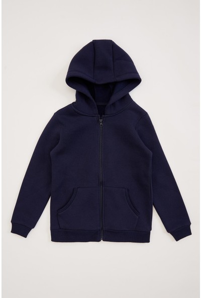 DeFacto Kız Çocuk Kapüşonlu Fermuarlı İçi Yumuşak Tüylü Hırka J0212A620AU