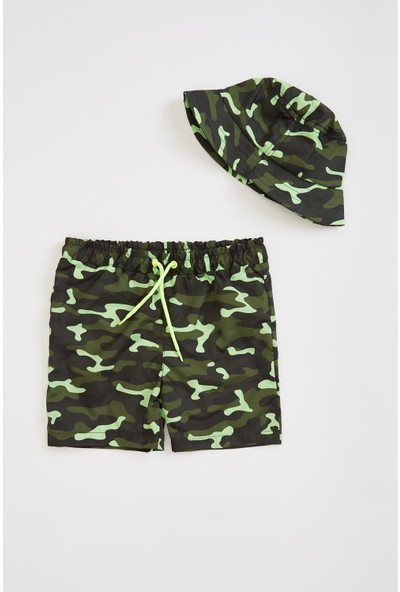 Defacto Erkek Çocuk Kamuflaj Desenli Deniz Şortu ve Şapka Takımı S5283A620HS Defacto Erkek Çocuk Kamuflaj Desenli Deniz Şortu ve Şapka Takımı S5283A620HS