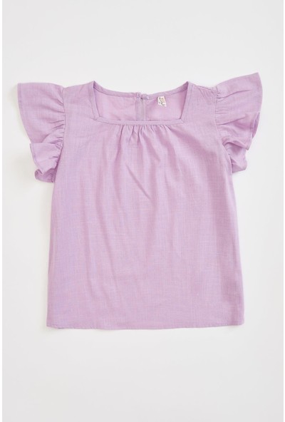 Defacto Kız Çocuk Volanlı Kısa Kollu Bluz S6469A620SM
