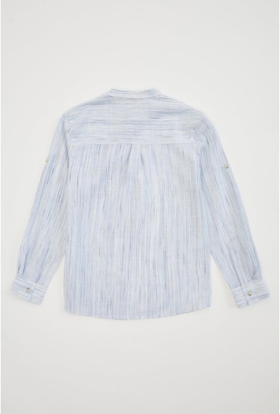 Defacto Erkek Çocuk Desenli Keten Görünümlü Uzun Kollu Gömlek M4545A620SP