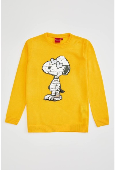 DeFacto Kız Çocuk Snoopy Lisanslı Triko Kazak N8513A620AU