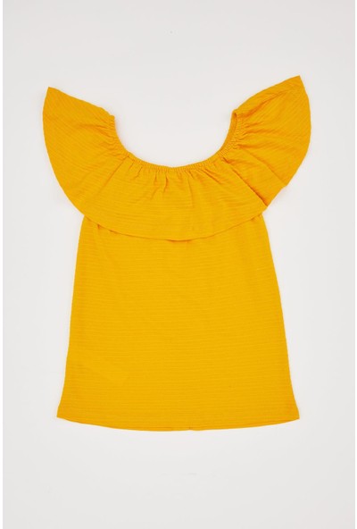 DeFacto Kız Çocuk Kolları Fırfır Detaylı Bluz R4191A620SM