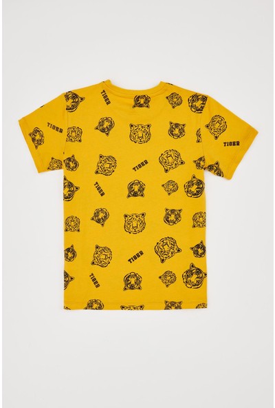 DeFacto Erkek Çocuk Bisiklet Yaka Baskılı Cepsiz Tekli Kısa Kollu Tişört S0034A620AU