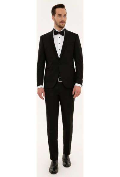 Pierre Cardin Siyah Ekstra Slim Fit Yelekli Smokin Takım 50224044-VR046