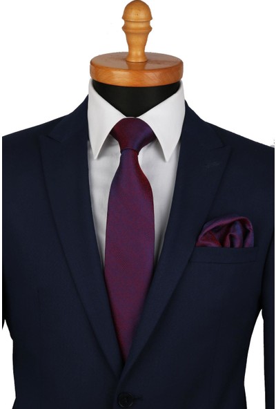 Kravatkolik Bordo Kum Desen Mendilli Klasik Kravat 9116