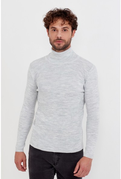 Tarz Cool Gri İnce Balıkçı Yaka Kazak