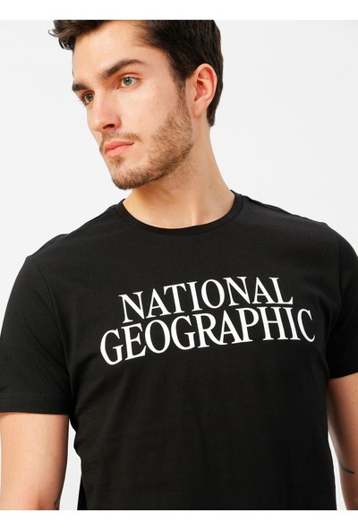National Geographic Erkek Siyah Bisiklet Yaka T-Shirt