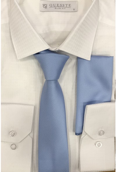 Quesste Armür Dokumalı Noktalı Mendilli Ince Kravat 6 cm