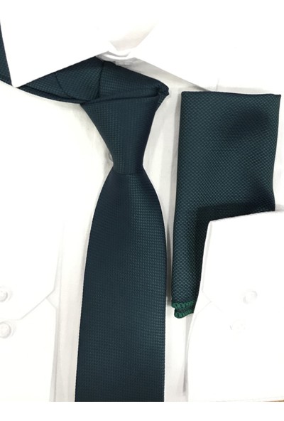 Quesste Armür Dokumalı Noktalı Mendilli Ince Kravat 6 cm