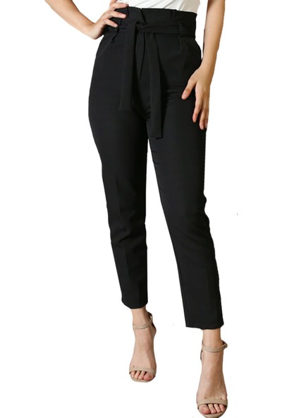 The Pantolon Yüksek Bel Kuşaklı Siyah Kadın Havuç Pantolon
