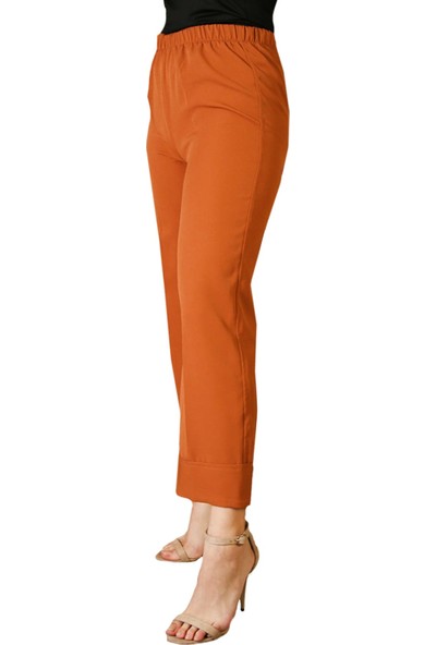 The Pantolon Duble Paça Beli Lastikli Hardal Renk Kadın Pantolon