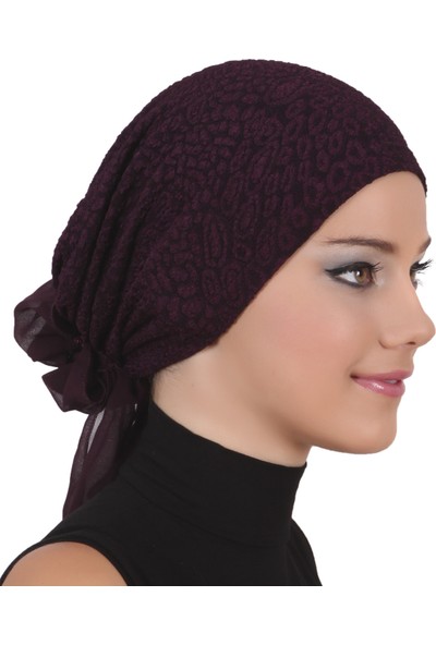 Fidan Bone Brokar Tüllü Mürdüm Bone Fidan Bone Brokar Tüllü Mürdüm Bone