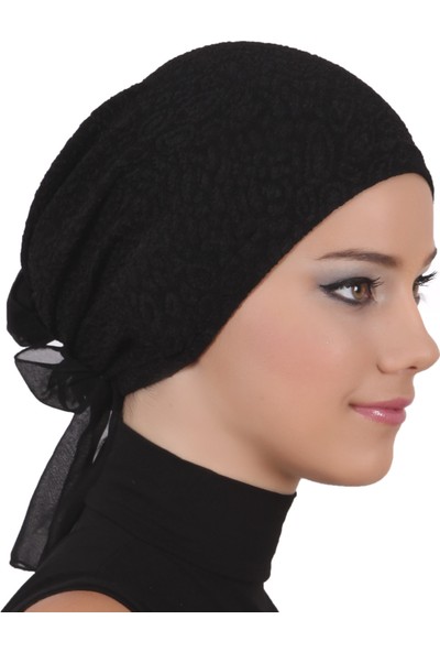 Fidan Bone Brokar Tüllü Siyah Bone Fidan Bone Brokar Tüllü Siyah Bone