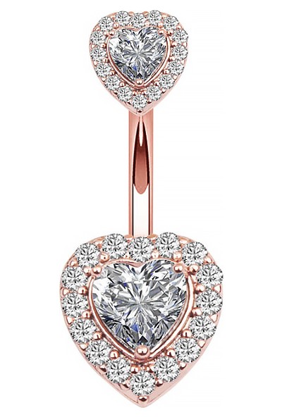 Chavin Çift Kalp Taşlı Komple Taşlı Göbek Piercing Chavin Çift Kalp Taşlı Komple Taşlı Göbek Piercing