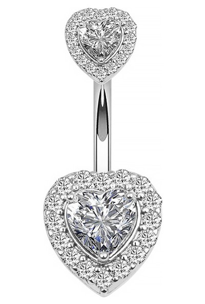 Chavin Çift Kalp Taşlı Komple Taşlı Göbek Piercing Chavin Çift Kalp Taşlı Komple Taşlı Göbek Piercing