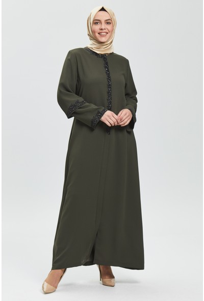 İhvan Derin Haki Diken Taş Ferace 9072-20