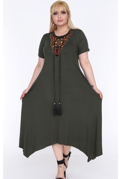 1fazlası Kadın Büyük Beden Etnik Desen Detaylı Bohemian Tarz Elbise 1fazlası Kadın Büyük Beden Etnik Desen Detaylı Bohemian Tarz Elbise