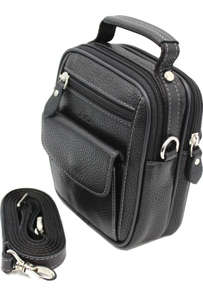 Aka Deri 356 Deri Erkek El Çantası Çapraz Çanta Siyah