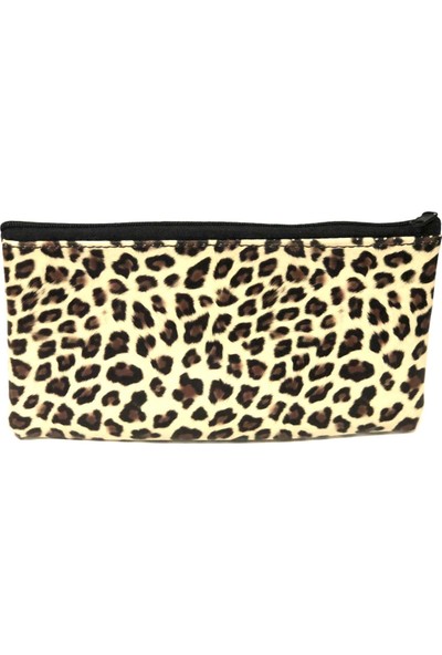 Liz Makyaj Çantası Leopar Desenli - Altın Rengi