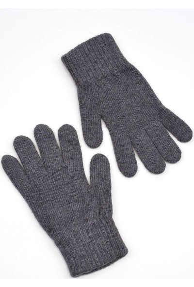 Mossta Gerçek Yünlü Düz Erkek Eldiven Antrasit