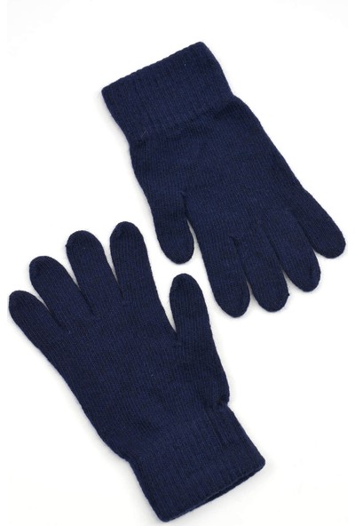 Mossta Gerçek Yünlü Düz Erkek Eldiven Lacivert