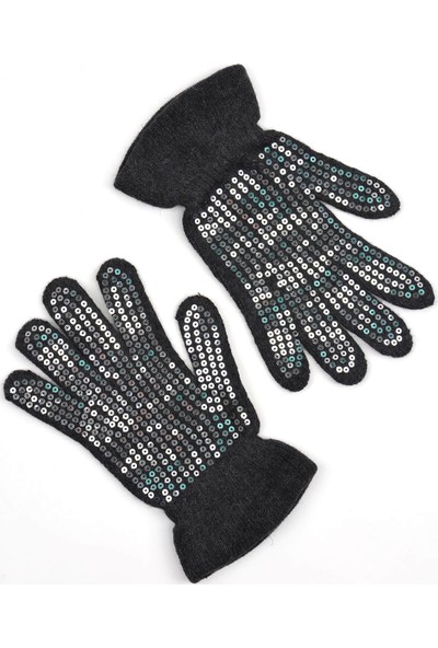 Mossta Gerçek Yünlü Full Payet Eldiven Antrasit