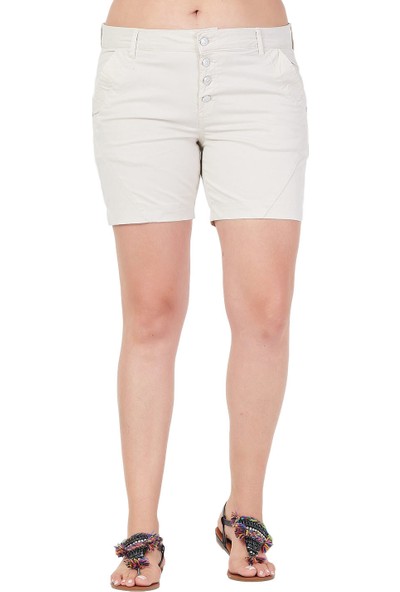 Büyük Beden Bej Likralı Şort