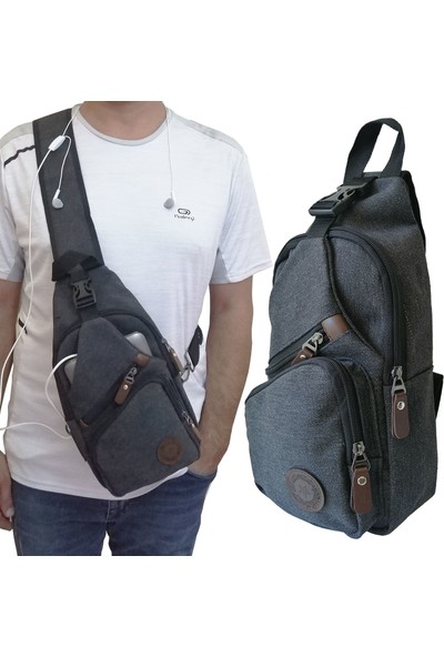 Lederax Usb Girişli Çift Taraf Askılı Göğüs Çantası Bodybag