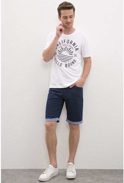 U.S. Polo Assn. Erkek Usa İndigo Dokuma Bermuda Capri U.S. Polo Assn. Erkek Usa İndigo Dokuma Bermuda Capri