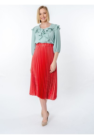 Missvina Piliseli Beli Lastikli Etek