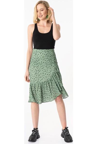 Missvina Puantiye Baskılı Etek