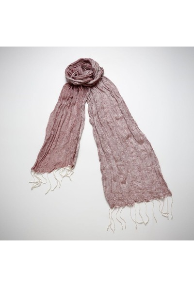 Lalay El Dokuma Burgu Şal Fular Koza Ipeği ve Keten Karışımı 25 x 200 cm Bordo