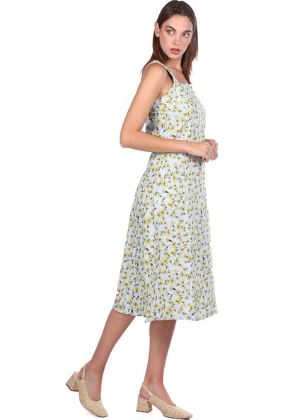 Markapia Woman Kalın Askılı Çiçek Desenli Elbise