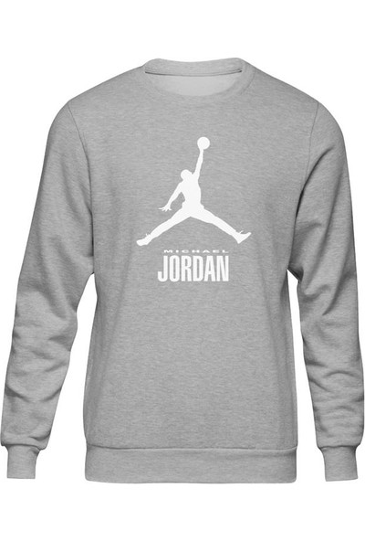 Fandomya Casual Nba Jordan Gri Sweatshirt Fandomya Casual Nba Jordan Gri Sweatshirt
